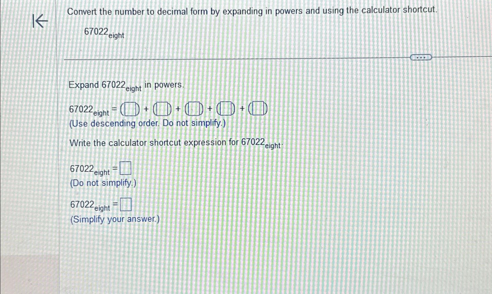 Solved Convert the number to decimal form by expanding in | Chegg.com