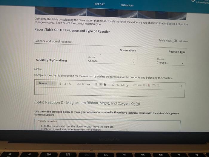 Solved (6pts) Reaction A - Zinc Metal, Zn(s), and Copper(II) | Chegg.com