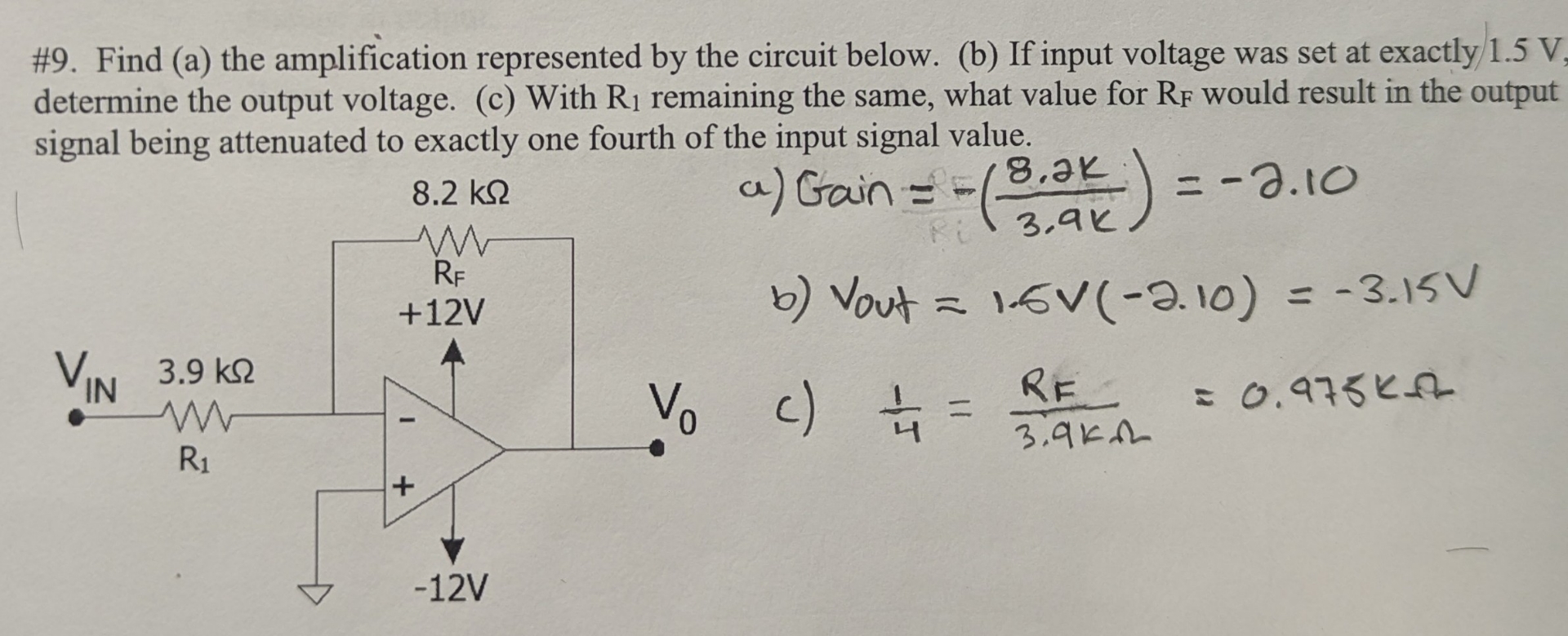 Solved #9. ﻿Find (a) ﻿the amplification represented by the | Chegg.com