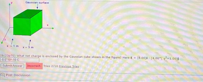 Solved (8c23p70) What net charae is enclosed by the Gaussian | Chegg.com