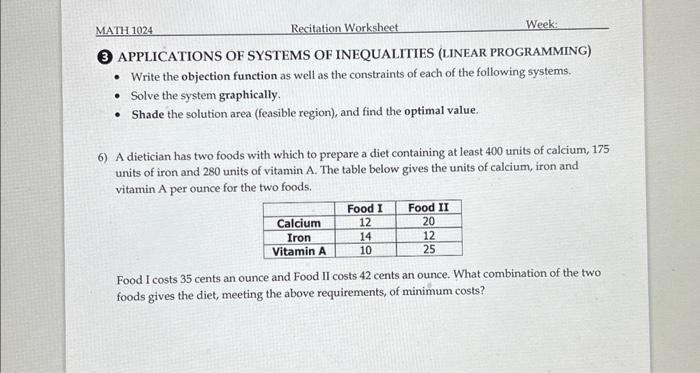 Solved (3) APPLICATIONS OF SYSTEMS OF INEQUALITIES (LINEAR | Chegg.com