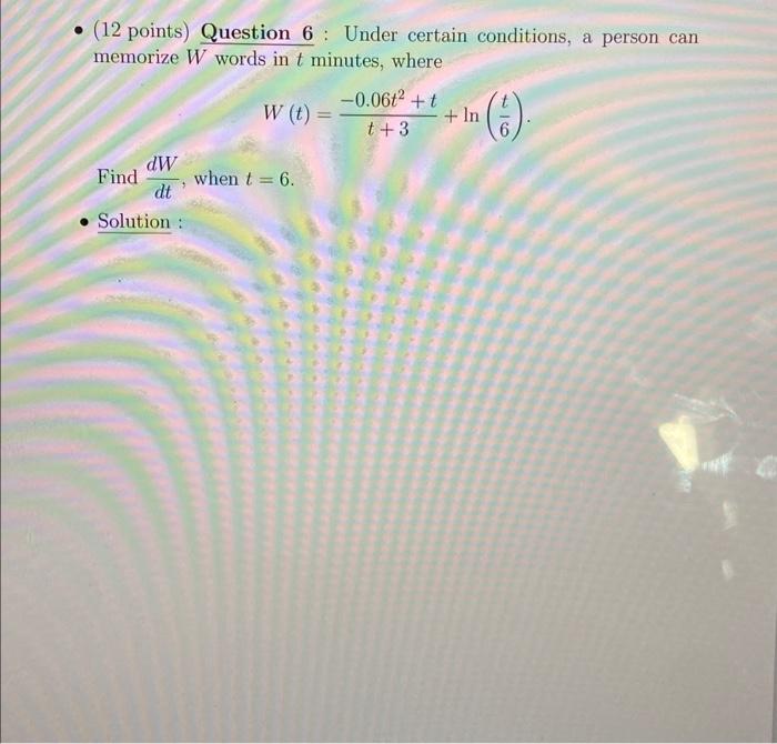 Solved (12 points) Question 6 : Under certain conditions, a | Chegg.com