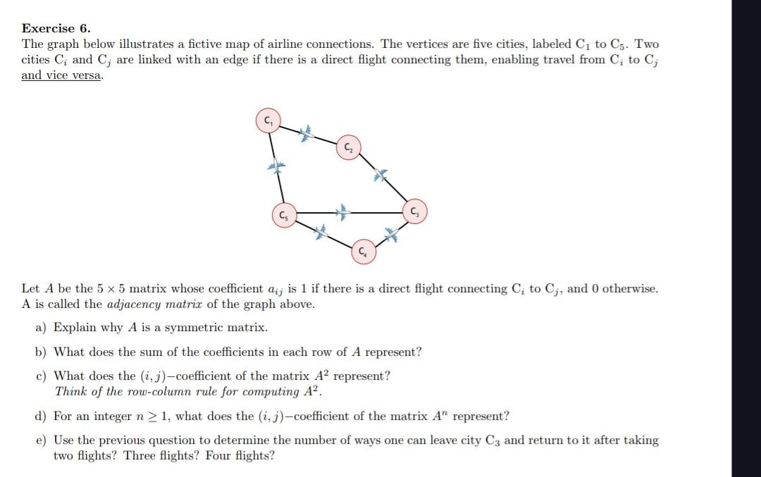 Solved Exercise 6. The graph below illustrates a fictive map | Chegg.com