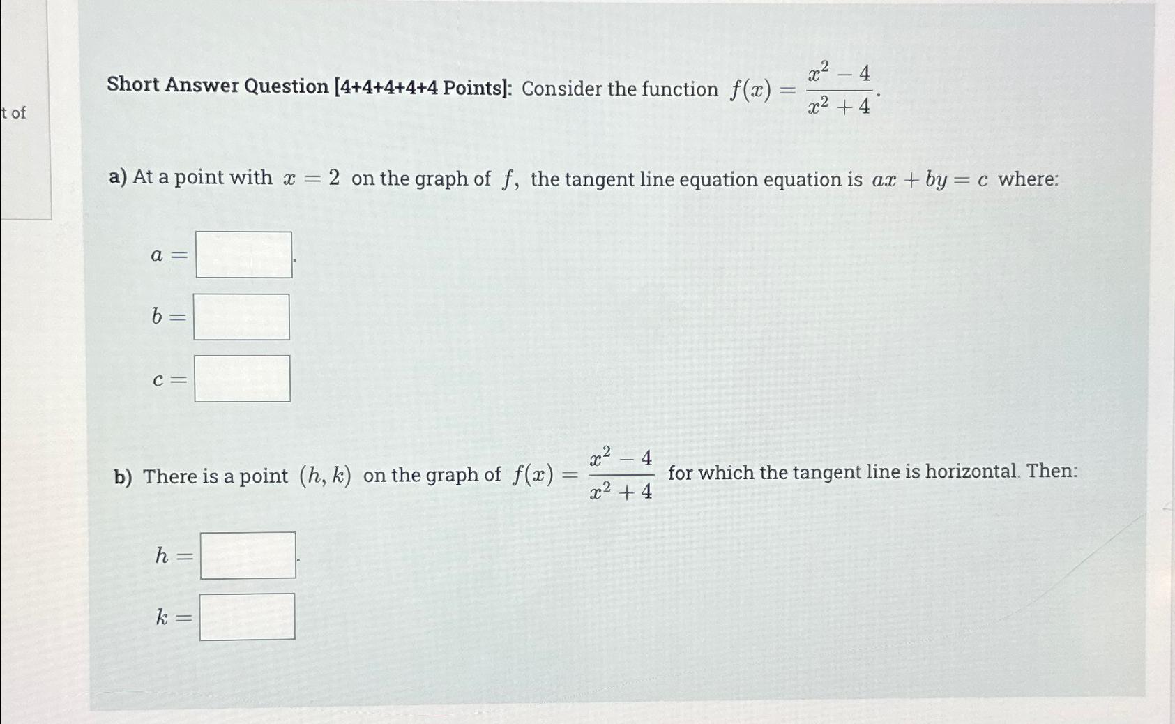 Short Answer Question [4+4+4+4+4 ﻿Points]: Consider | Chegg.com