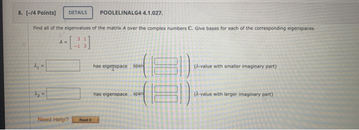 Solved 8. [-14 Points] DETAILS POOLELINALG4 4.1.027. Find | Chegg.com