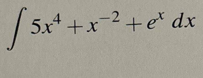Solved ∫﻿﻿5x4+x-2+exdx | Chegg.com