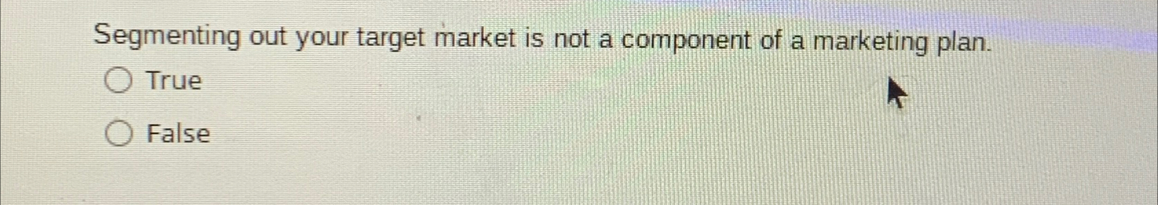 Solved Segmenting out your target market is not a component | Chegg.com