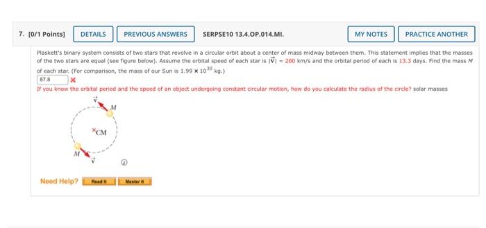 Solved Plaskett's binary system consists of two stars that | Chegg.com