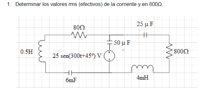 Solved Determinar los valores rms (efectivos) ﻿de la | Chegg.com