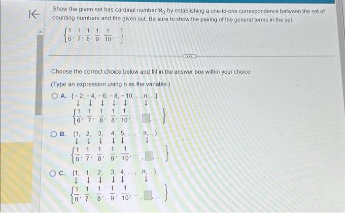 Solved Show the given set has cardinal number ℵ0 by | Chegg.com