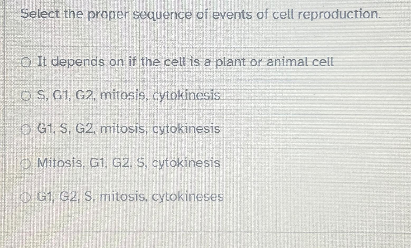 Solved Select the proper sequence of events of cell | Chegg.com