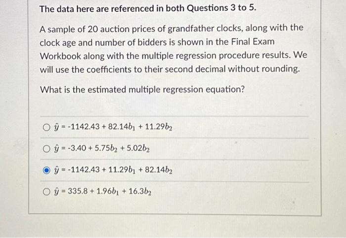 Solved The data here are referenced in both Questions 3 to 5 | Chegg.com