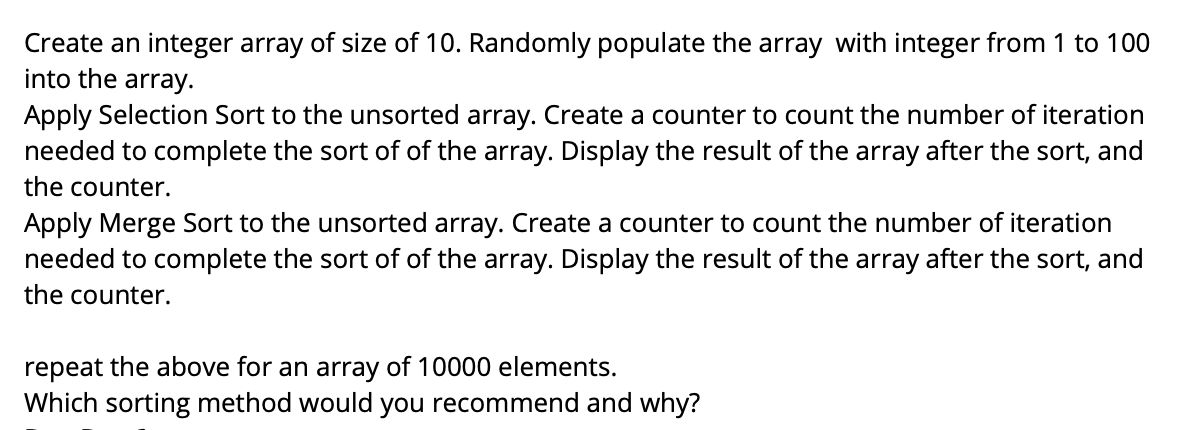 Solved 1 ﻿create An Integer Array Of Size Of 10 ﻿randomly 5303