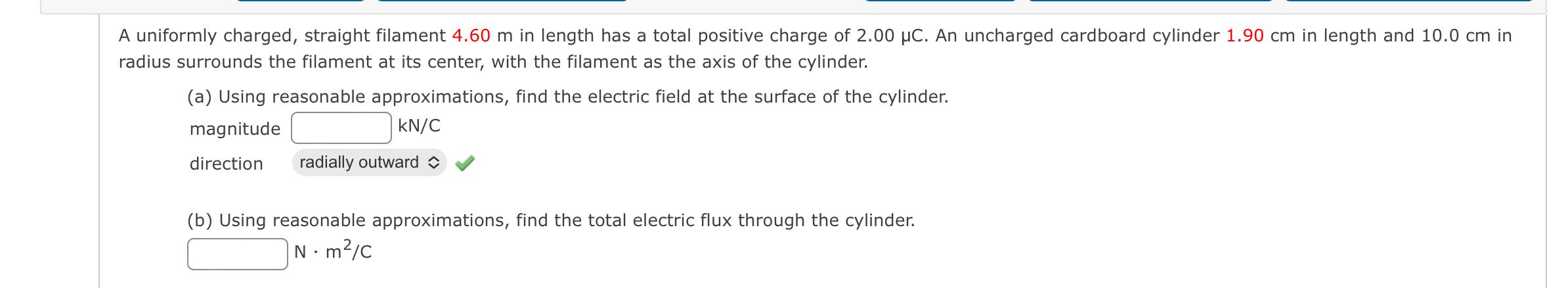 Solved A uniformly charged, straight filament 4.60m ﻿in | Chegg.com