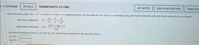 Solved When the area under f(x)=x2+x from x=0 to x=2 is | Chegg.com