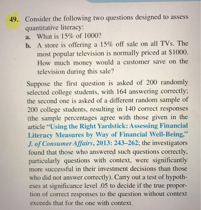 Solved 49. Consider the following two questions designed to | Chegg.com
