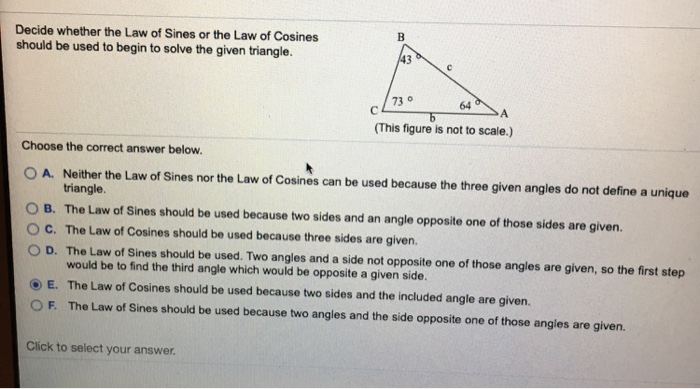 Solved Decide whether the Law of Sines or the Law of Cosines | Chegg.com