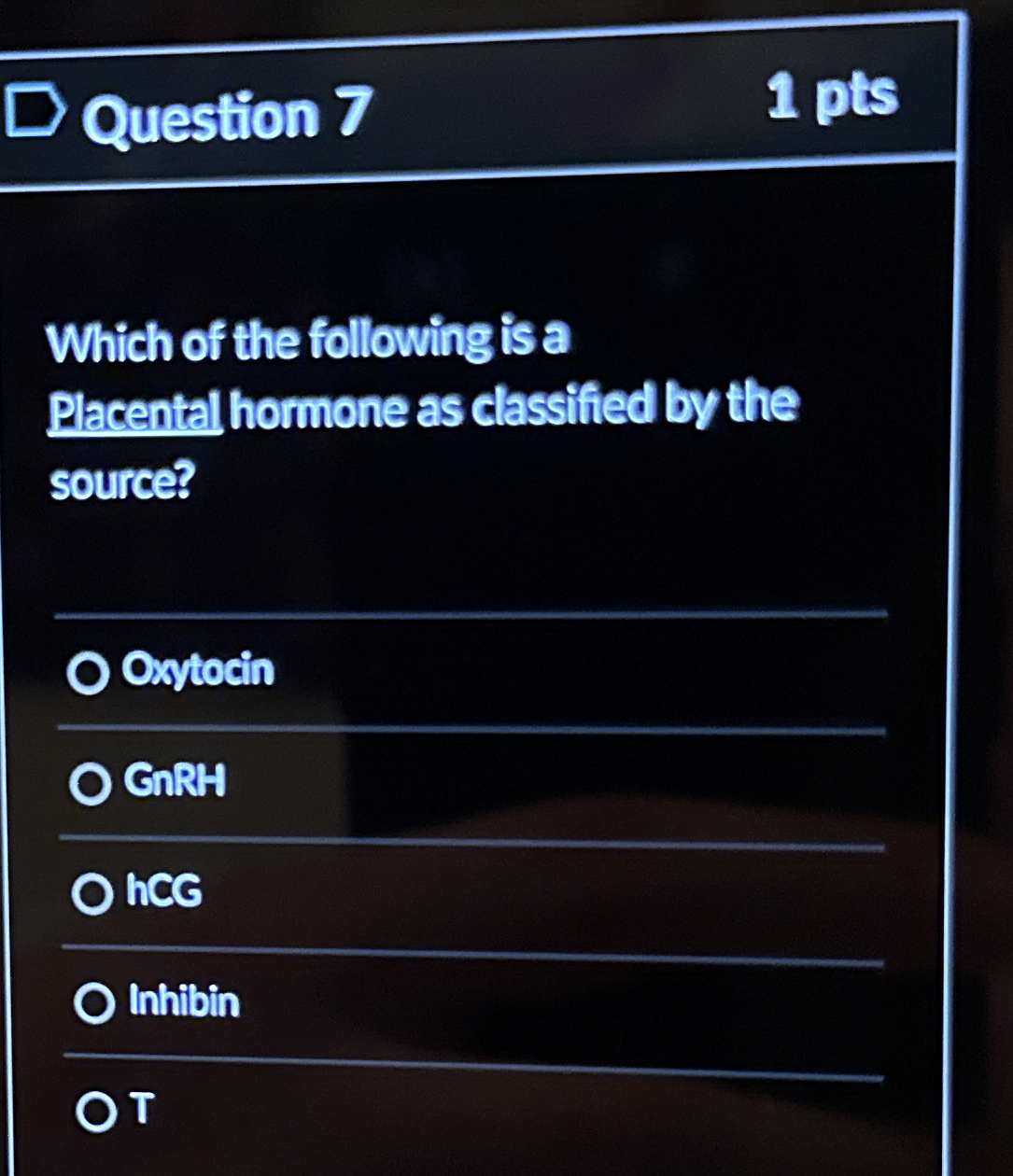 Solved Question 71 ﻿ptsWhich of the following is a Placental | Chegg.com