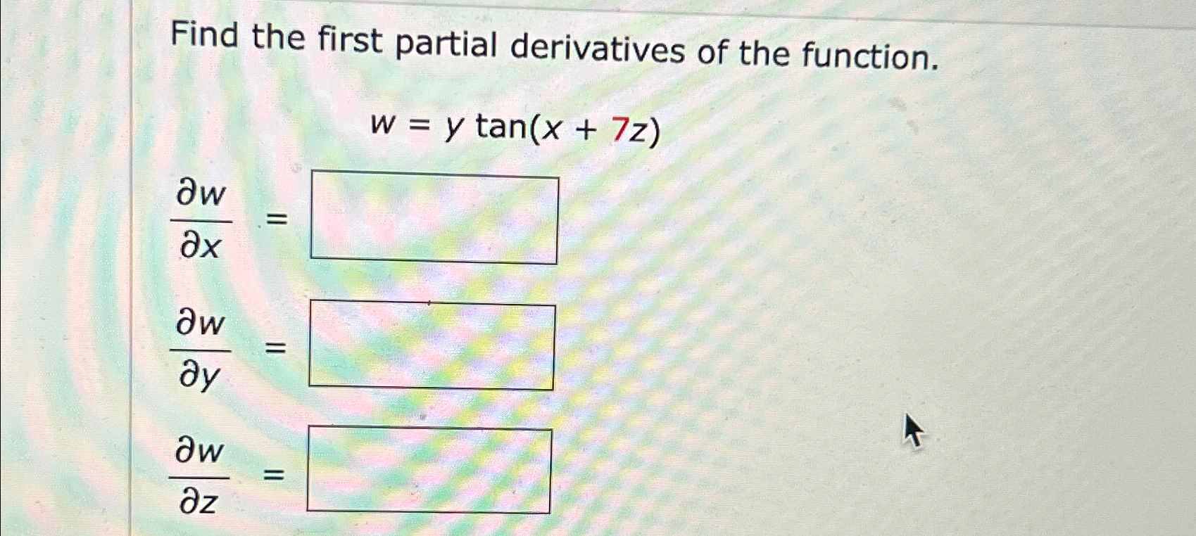 Solved Find the first partial derivatives of the | Chegg.com