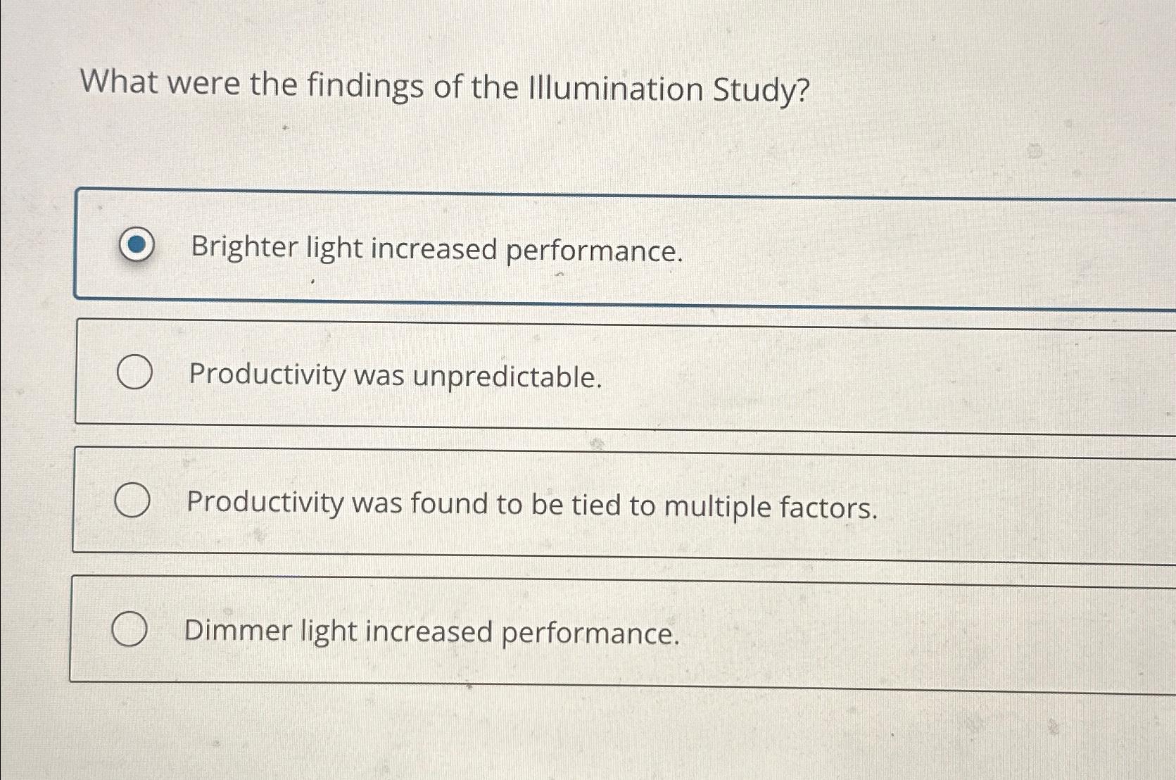 Solved What were the findings of the Illumination | Chegg.com