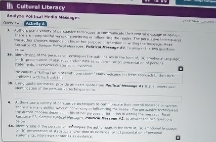 Solved Sample Political MessagesPolitical Message # | Chegg.com