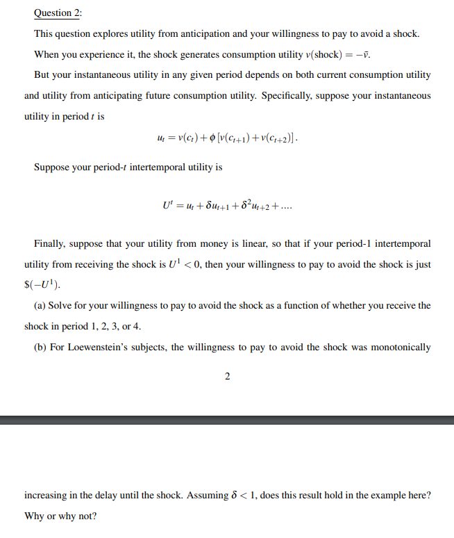 Solved Question 2:This question explores utility from | Chegg.com