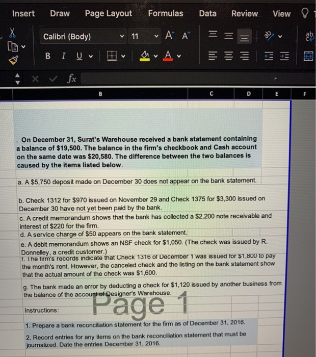 Solved Insert Draw Page Layout Formulas Data Review View X | Chegg.com