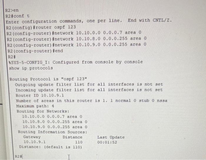 Solved R 2>en R2\#conf t Enter configuration commands, one | Chegg.com
