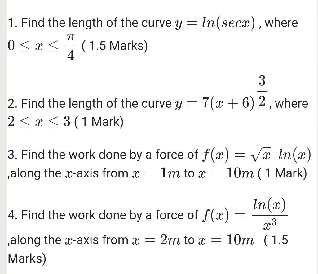 Solved 1. Find the length of the curve y=ln(secx), where | Chegg.com