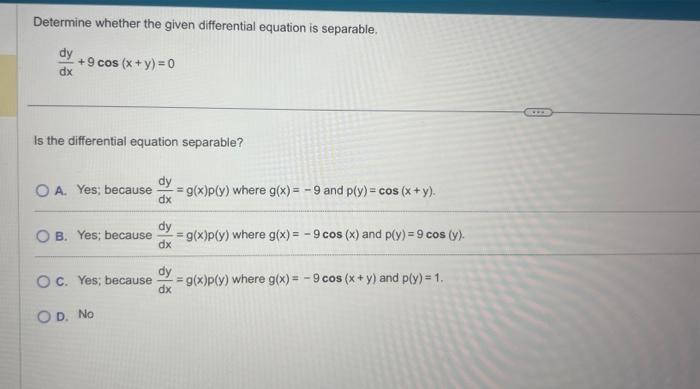 Solved Determine Whether The Given Differential Equation Is