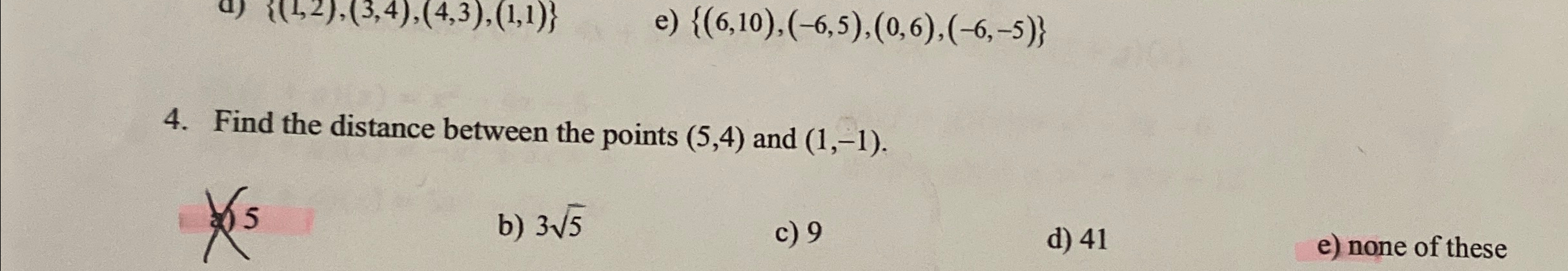Solved Find the distance between the points (5,4) ﻿and | Chegg.com