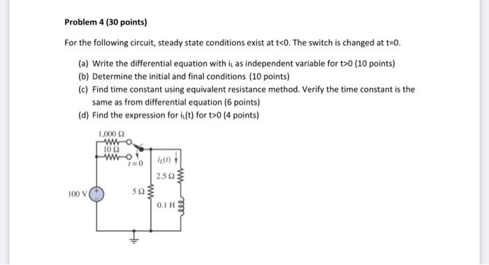 Solved For the following circuit, steady state conditions | Chegg.com