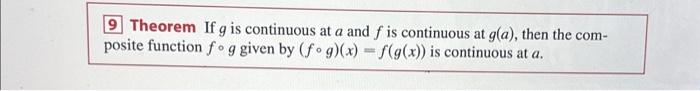 Solved 4 Theorem If f and g are continuous at a and c is a | Chegg.com