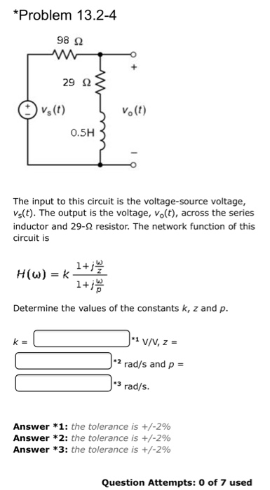 Solved *Problem 13.2-3 The input to this circuit is the | Chegg.com