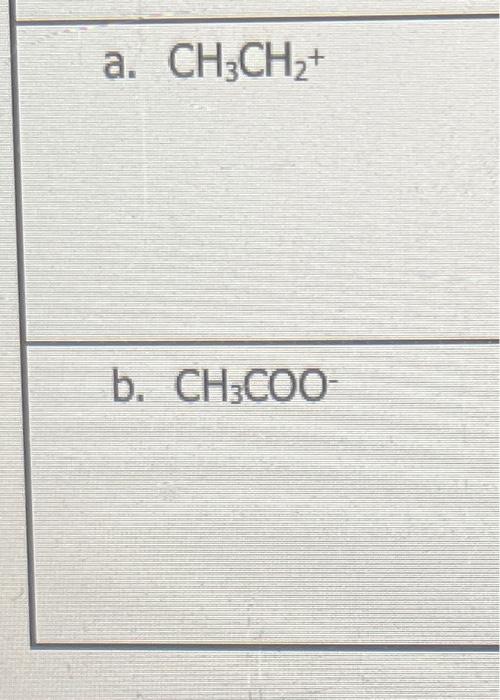 Solved a. CH3CH₂+ b. CH3COO- | Chegg.com