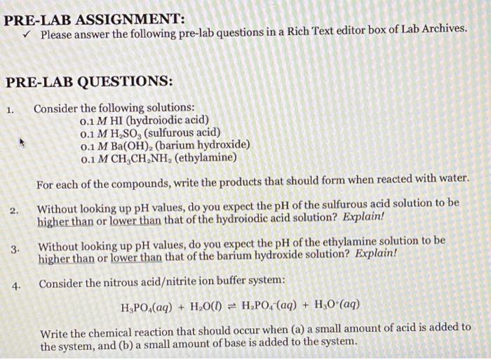 Solved PRE-LAB ASSIGNMENT: Please answer the following | Chegg.com