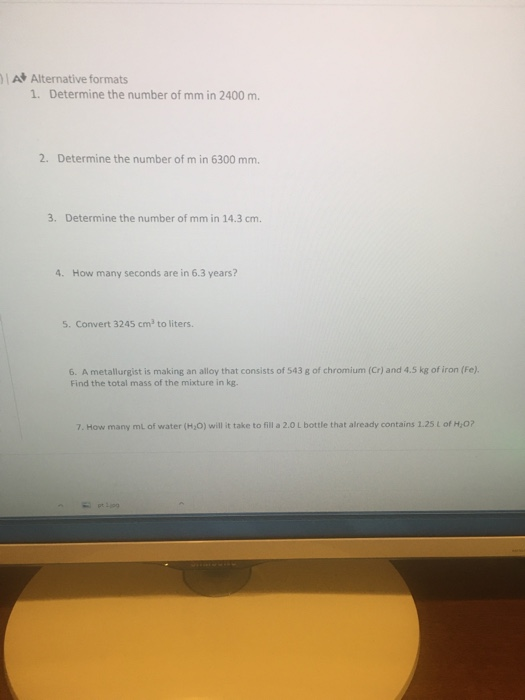 Solved At Alternative formats 1. Determine the number of mm | Chegg.com