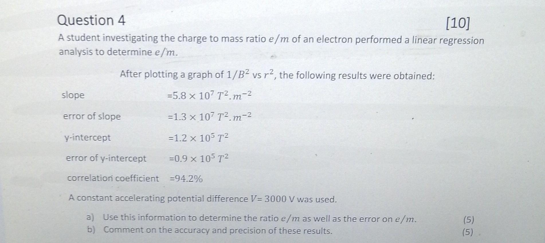 Solved Question 4 [10] A student investigating the charge to | Chegg.com
