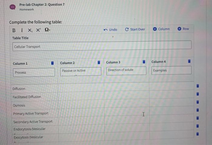 Solved Pre-lab Chapter 2: Question 7 Homework Complete the | Chegg.com