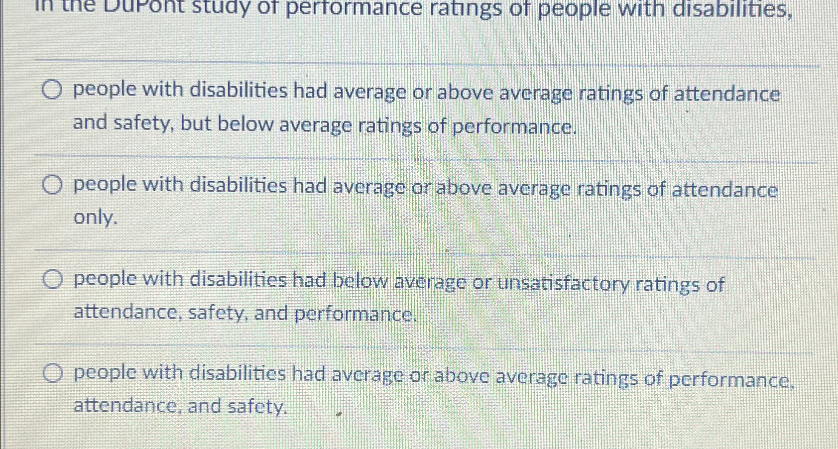 Solved people with disabilities had average or above average | Chegg.com