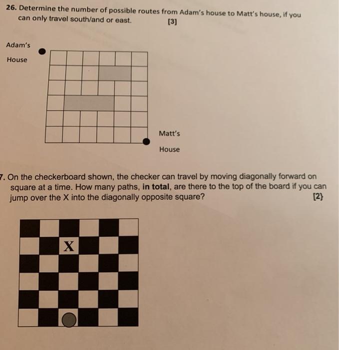 Solved 26. Determine the number of possible routes from | Chegg.com
