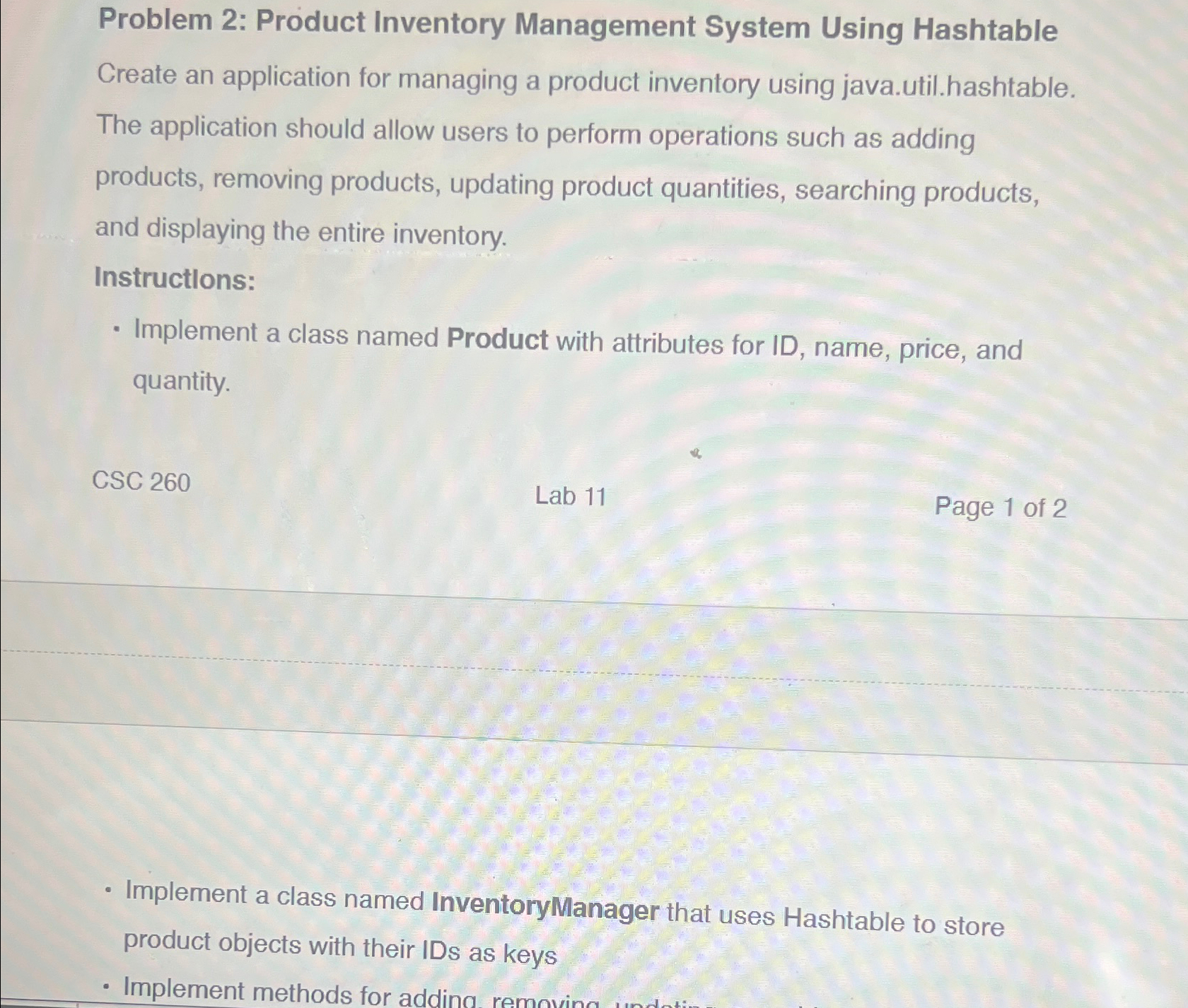 Solved Problem 2: Product Inventory Management System Using | Chegg.com