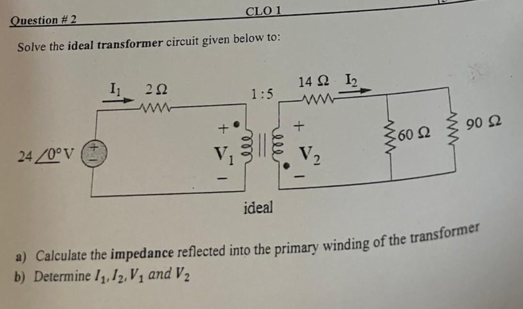 Solved Solve the ideal transformer circuit given below to: | Chegg.com