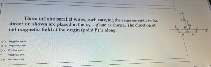 Solved Three infinite parallel wires, each carrying the same | Chegg.com
