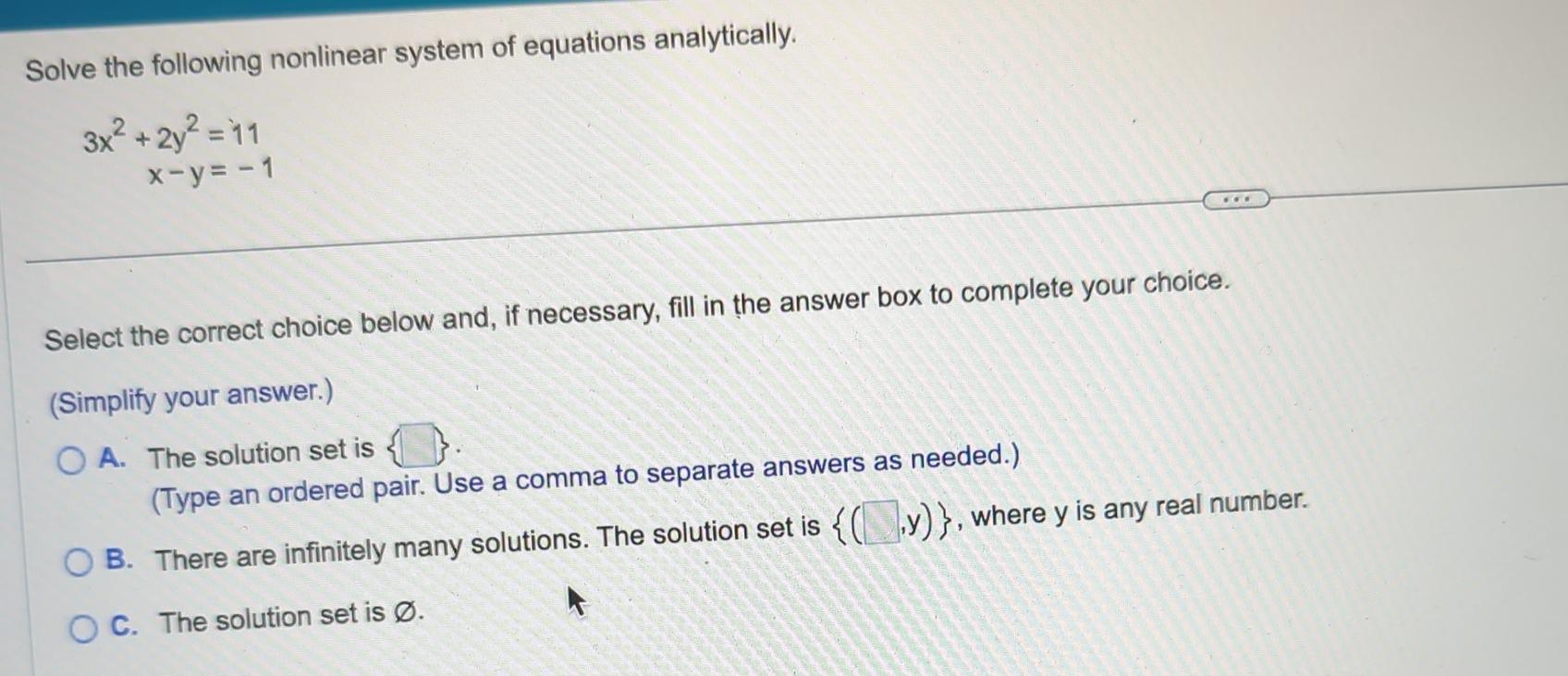 Solved Solve the following nonlinear system of equations | Chegg.com