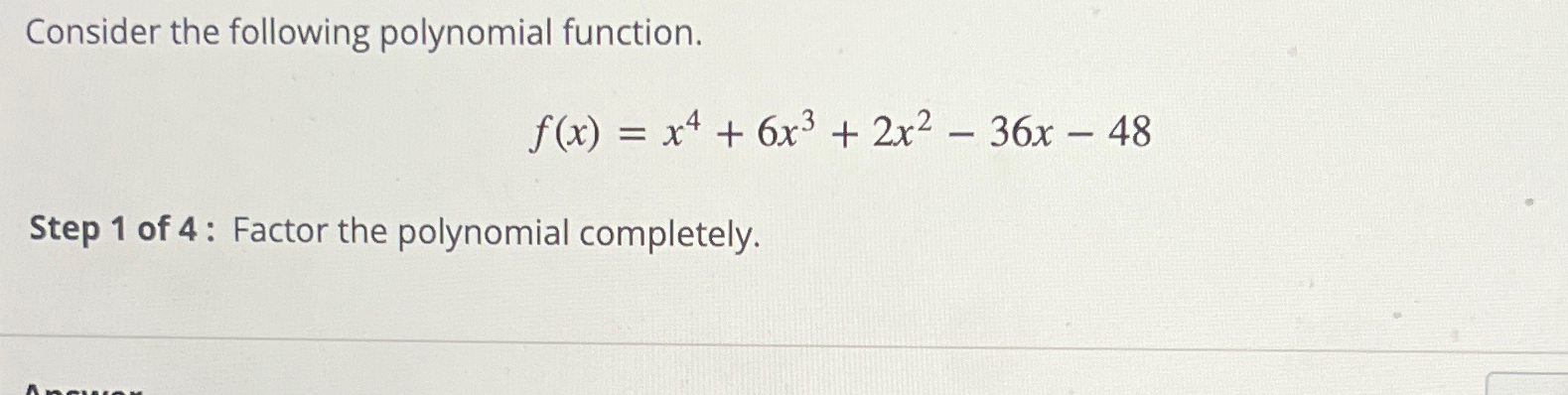 Solved Consider the following polynomial | Chegg.com