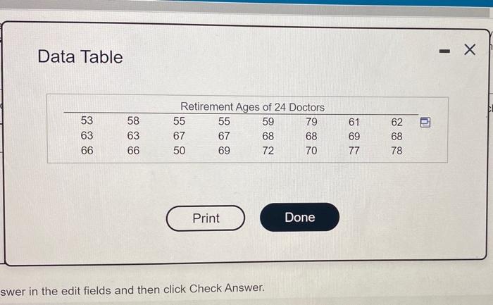 Solved The acccompanying data set lists the retirement ages | Chegg.com
