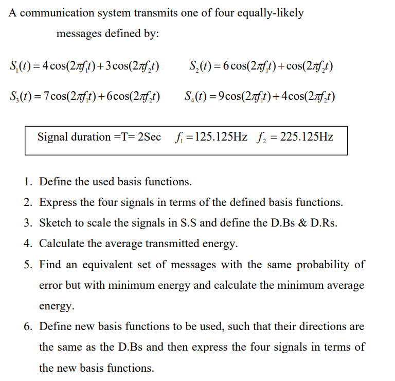 Solved A communication system transmits one of four | Chegg.com