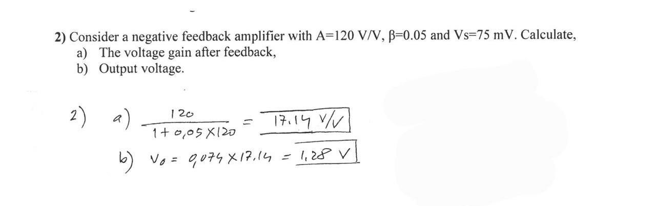 Solved Consider a negative feedback amplifier with | Chegg.com