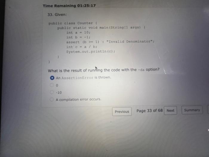 Solved Time Remaining 01:25:17 33. Glven: public clase | Chegg.com